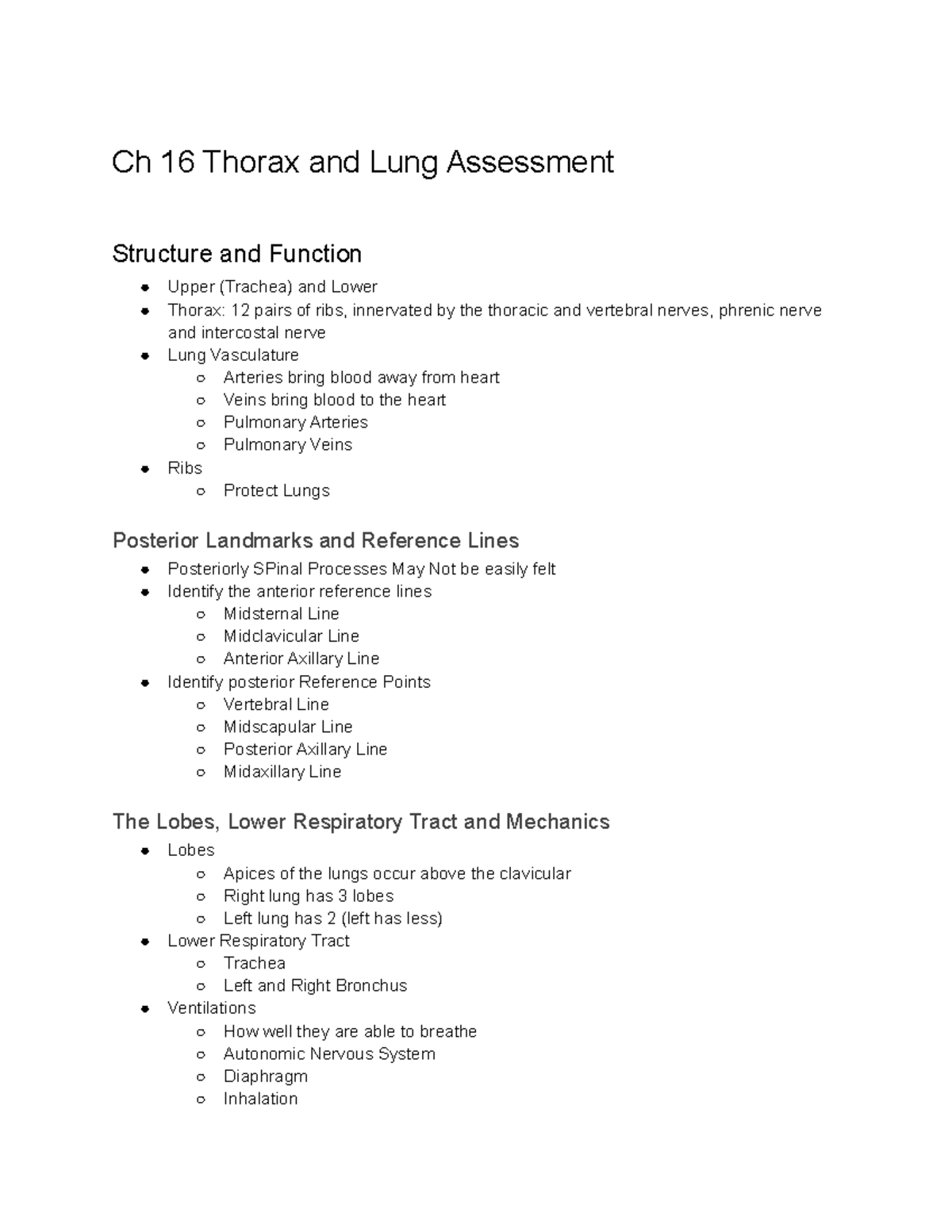 Ch 16 Thorax and Lung Assessment - Ch 16 Thorax and Lung Assessment ...