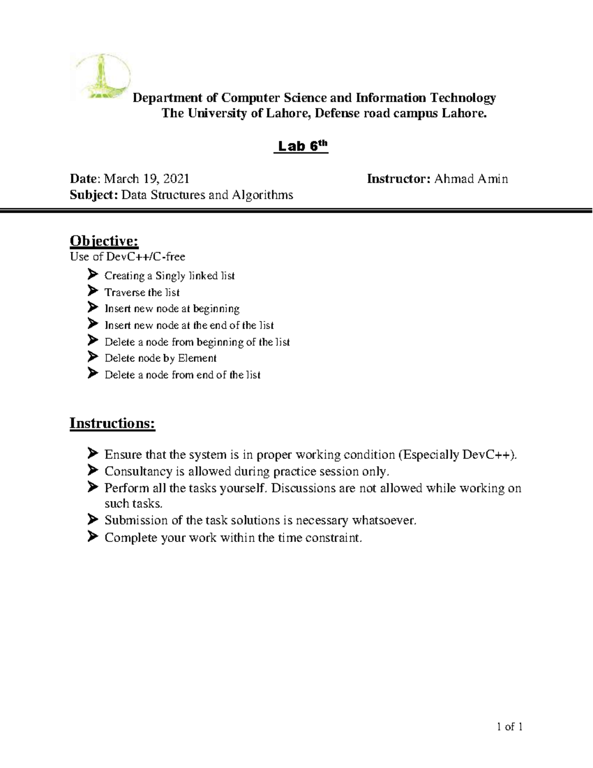 DSA Link list, Arrays, AVL trees Data Structure - Department of ...