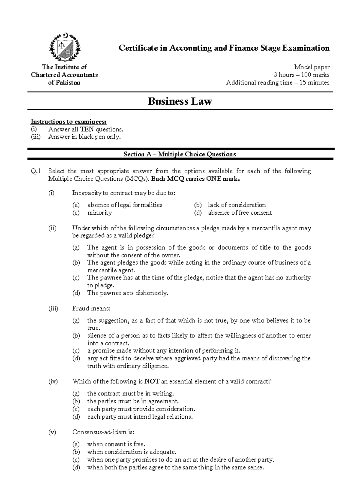 Sample/practice exam 2020, questions - - Studocu