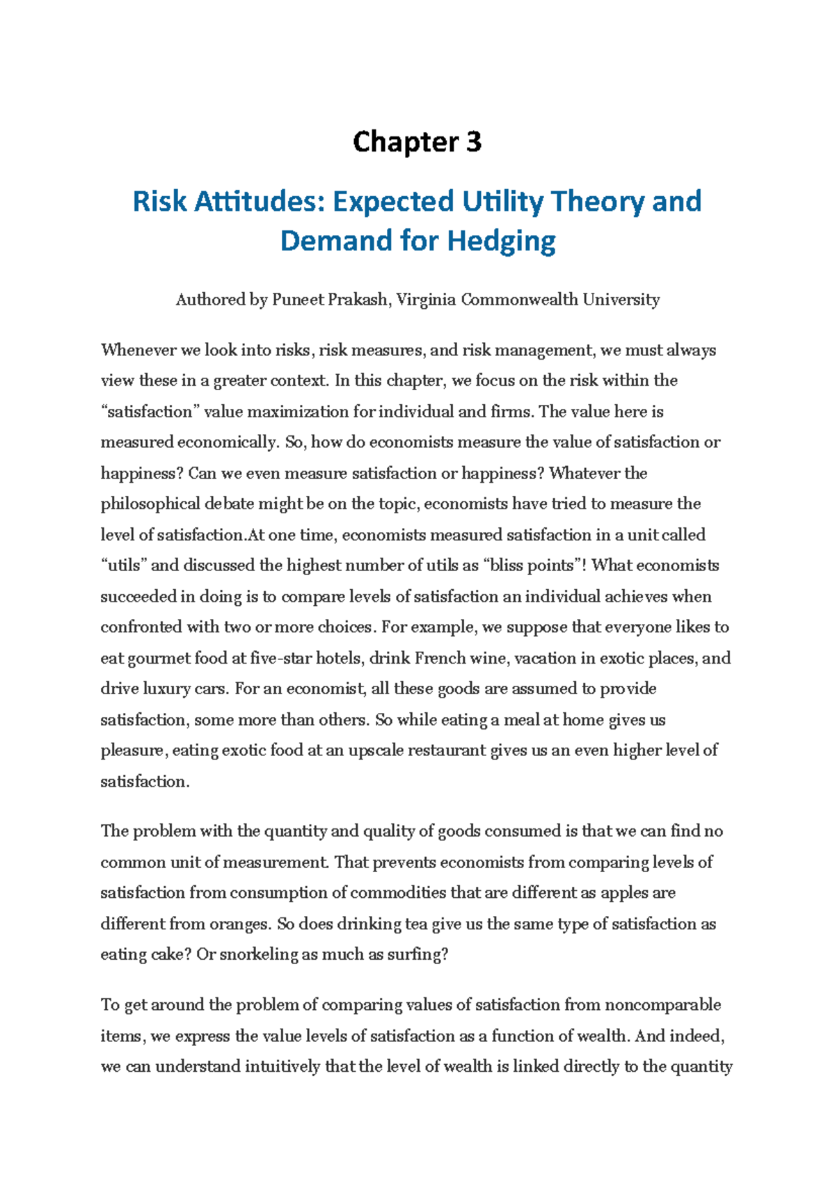 Lý thuyết thỏa dụng (Anh) - Chapter 3 Risk Attitudes: Expected Utility Theory and Demand for ...