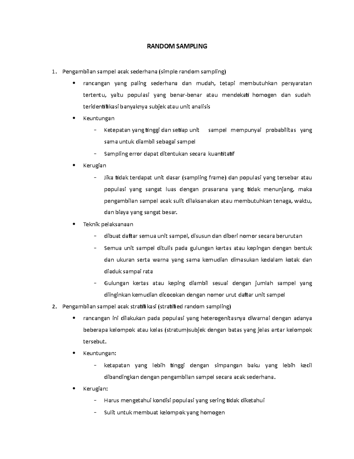 Statistika - Random Sampling - RANDOM SAMPLING Pengambilan sampel acak ...