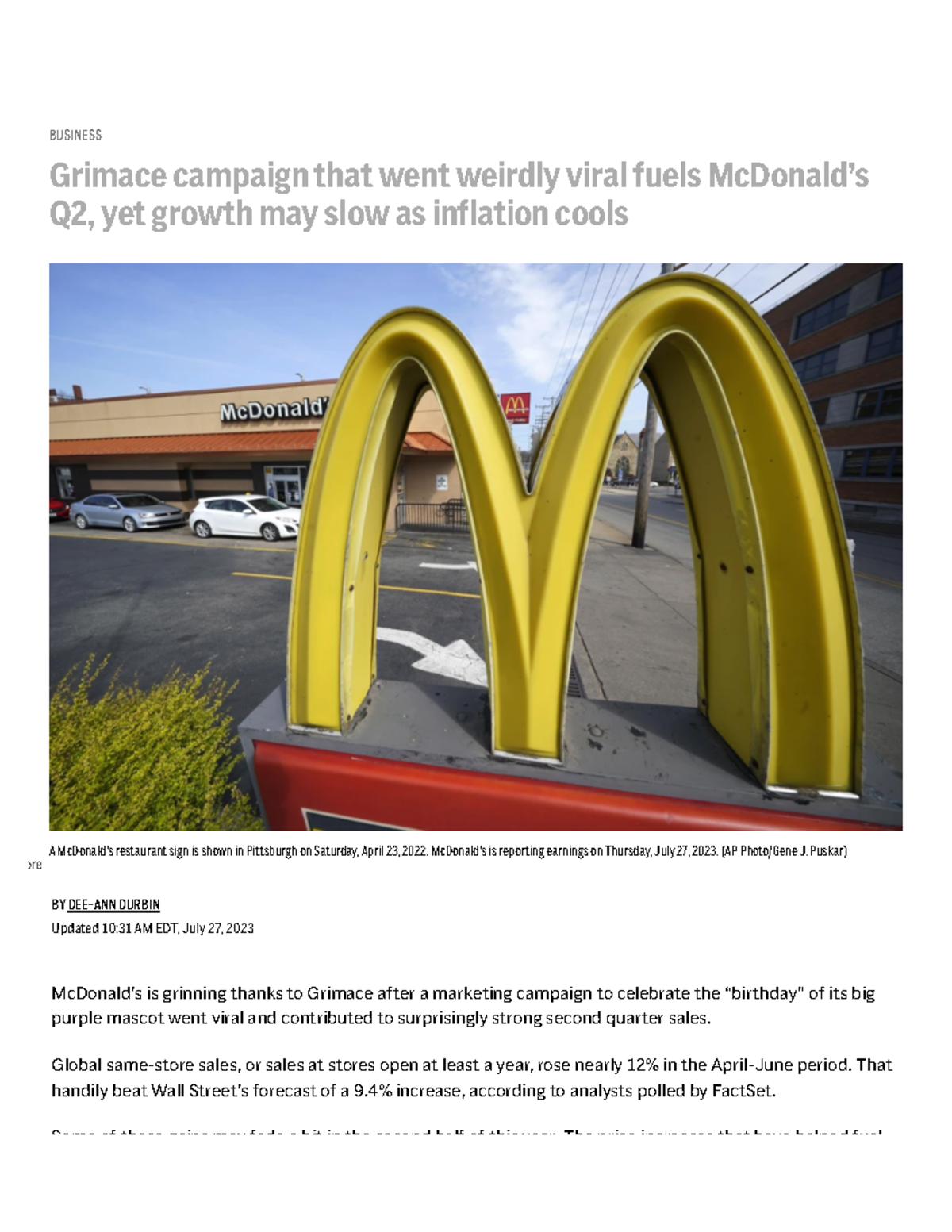Grim shake 1 - notes for paper - McDonald’s is grinning thanks to ...