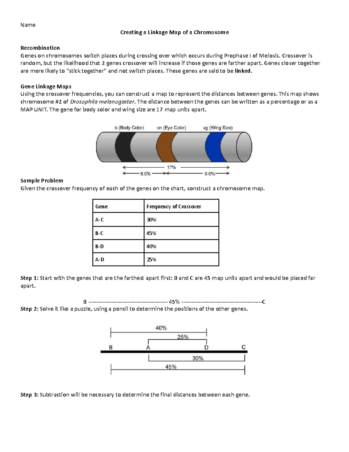 Creating a Linkage Map - Name Creating a Linkage Map of a Chromosome ...
