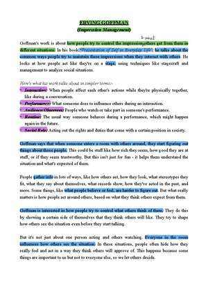 Goffman Gender Display - Gender Display I Take it that the function of ...