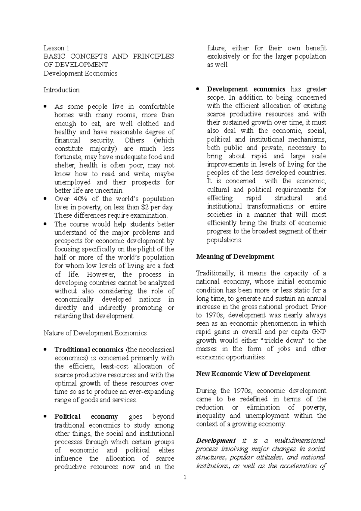 Lesson 1 Handout Intro Basic Concepts of Devt - Lesson 1 BASIC CONCEPTS AND PRINCIPLES OF - Studocu