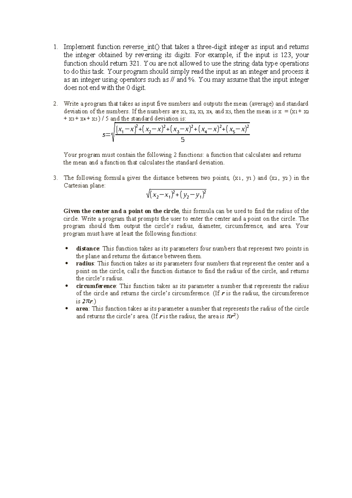 CE08 - practical 8 - 1. Implement function reverse_int() that takes a three-digit integer as ...