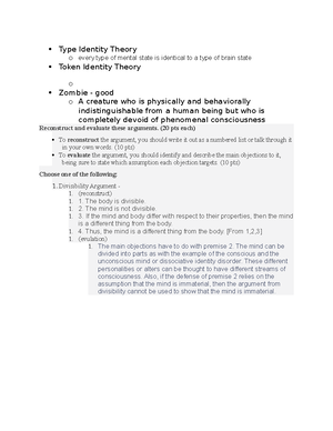Phl 6 - phl of mind lecture notes - Property Dualism o A version of ...