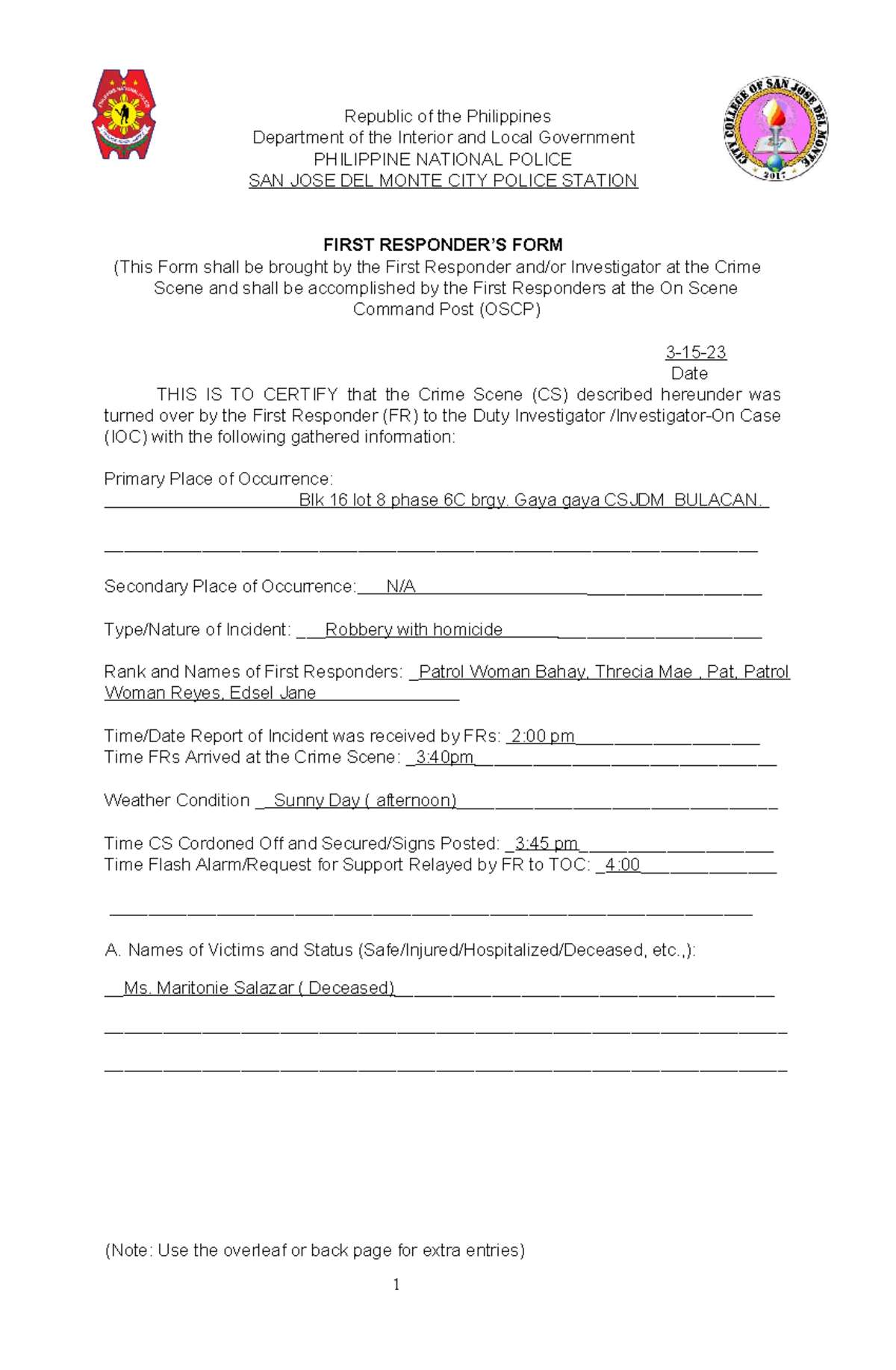 CDI- Shety-2 - Reviewer - Republic of the Philippines Department of the ...