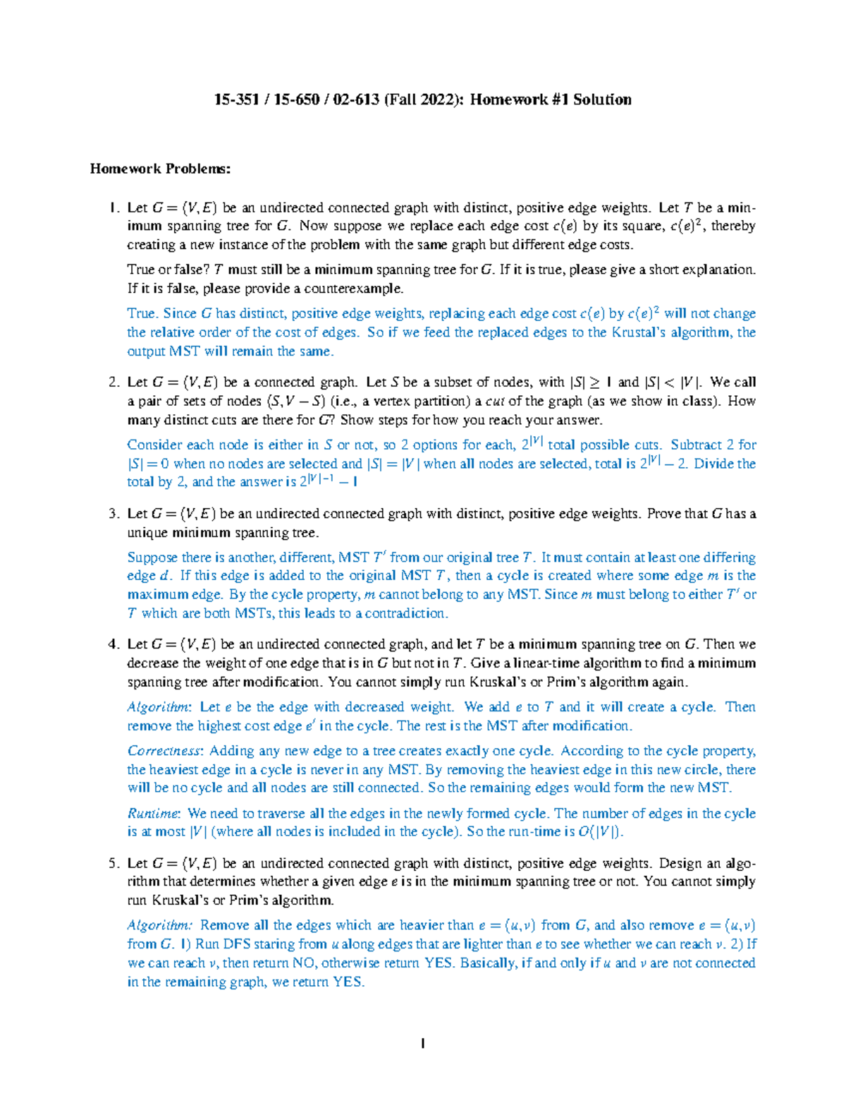 15351 hw1sol - homework 1 solution - 15-351 / 15-650 / 02-613 (Fall 2022): Homework #1 Solution ...