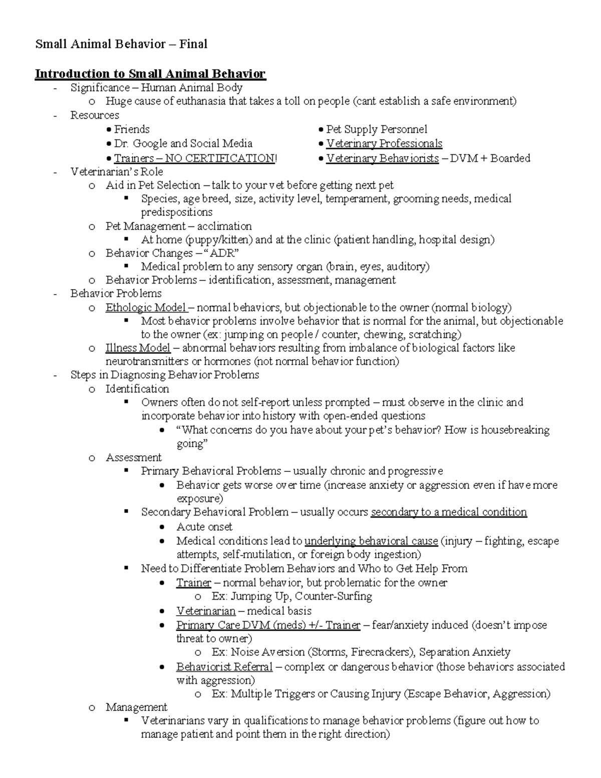 Small Animal Behavior - Final - Small Animal Behavior – Final ...