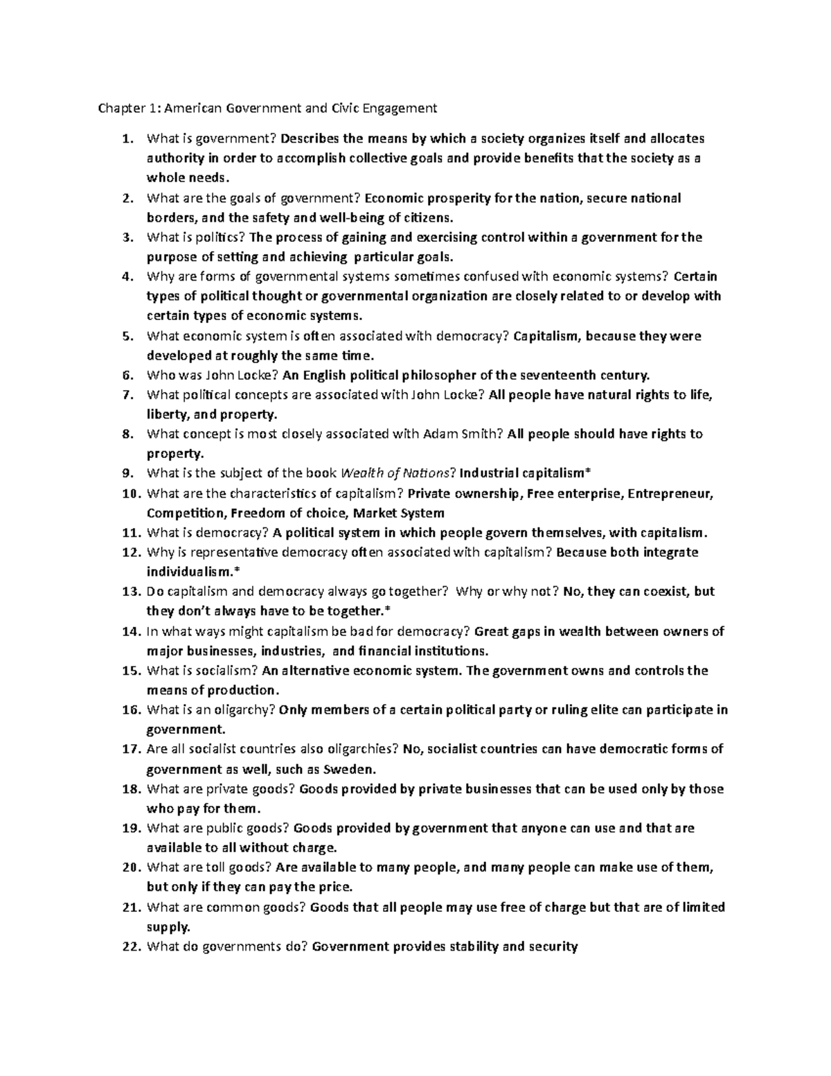 Chapter 1 American Government and Civic Engagement - Chapter 1 ...