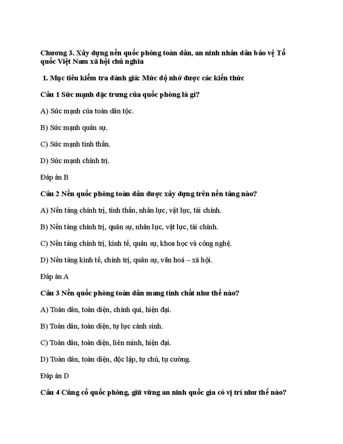 Bài tập chương 3 - xjdk - Chương 3. Xây dựng nền quốc phòng toàn dân ...