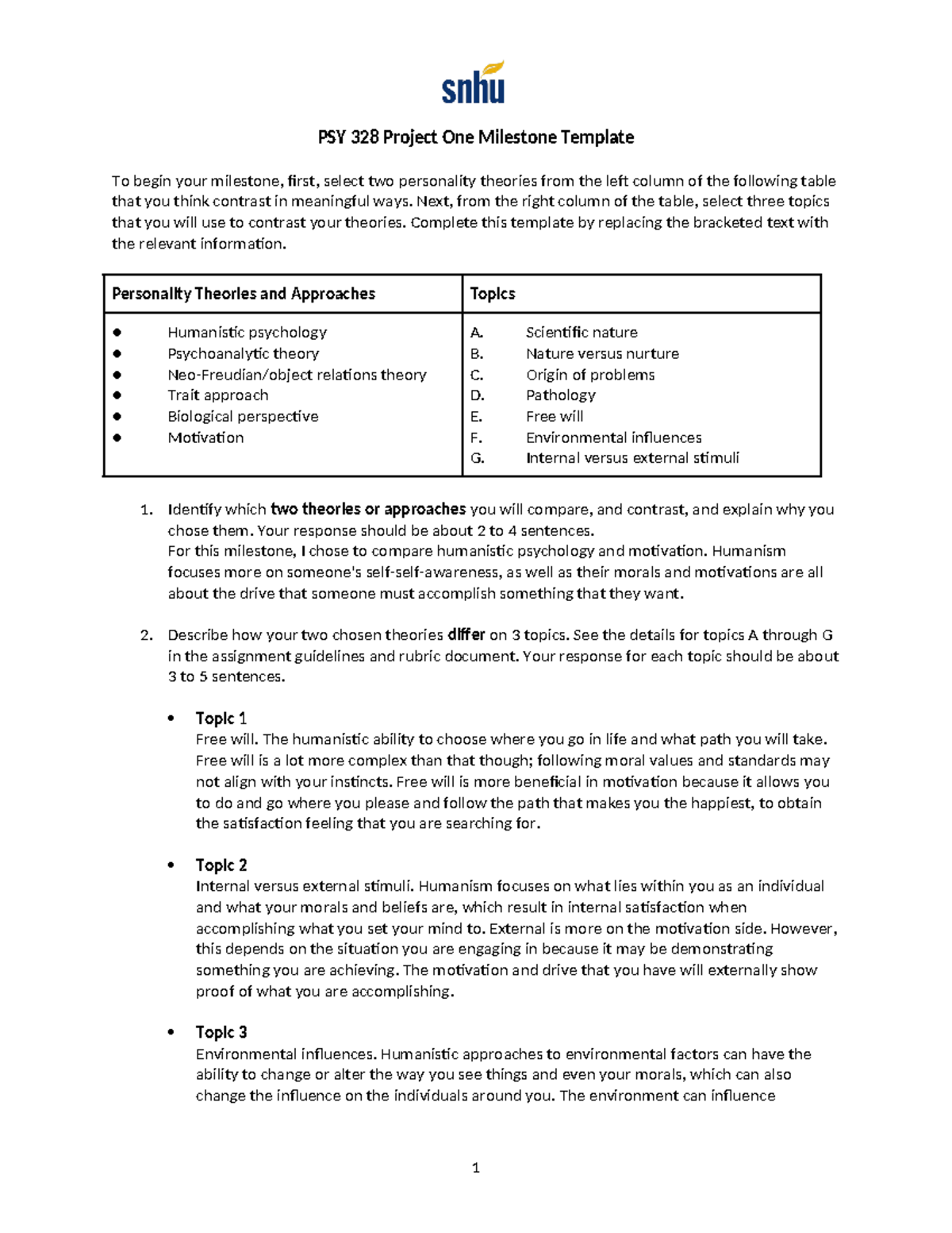 PSY 328 Project One Milestone - Next, from the right column of the ...