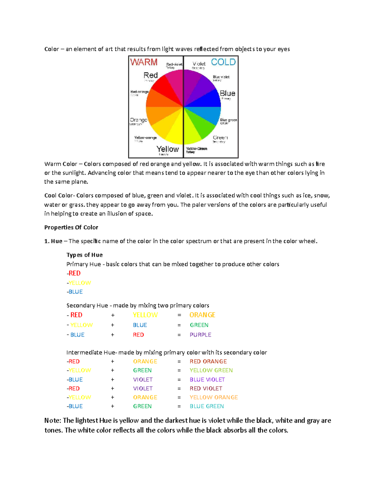 Colors - It is associated with warm things such as fire or the sunlight ...
