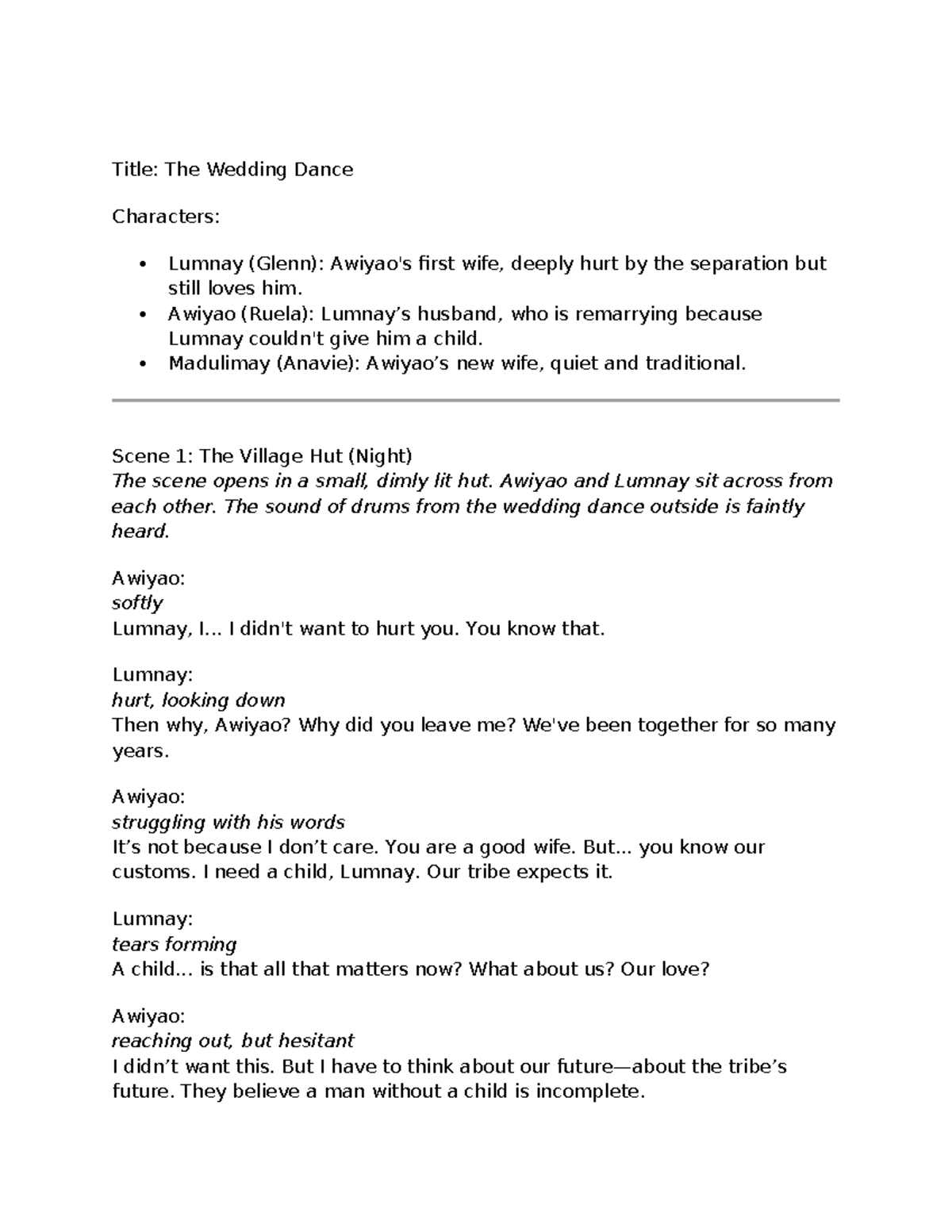 The-Wedding-Dance - Script - Title: The Wedding Dance Characters ...