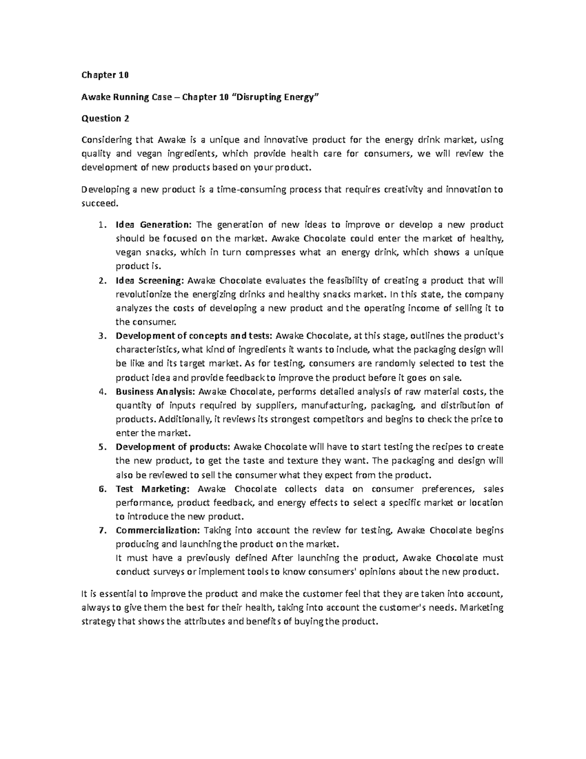 Chapter 10 activity - Q2 - Chapter 10 Awake Running Case – Chapter 10 “Disrupting Energy ...