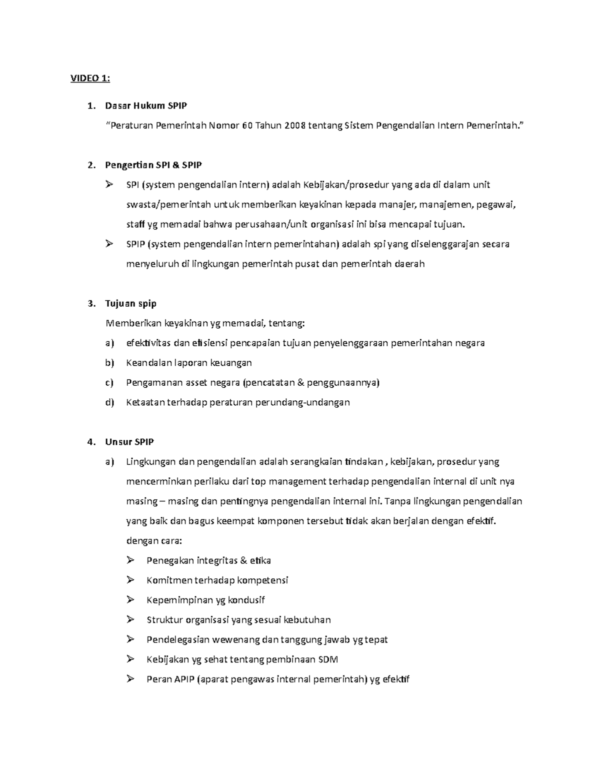 Tugas asp(tm 6) - VIDEO 1: 1. Dasar Hukum SPIP “Peraturan Pemerintah Nomor 60 Tahun 2008 tentang ...
