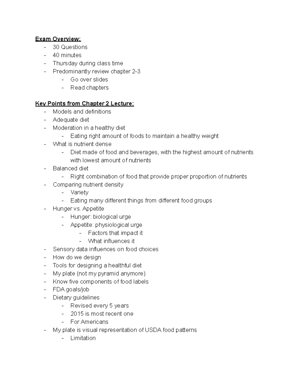 NFS 100 Exam 1 Review - Study guide and practice for exam 1 - Exam ...