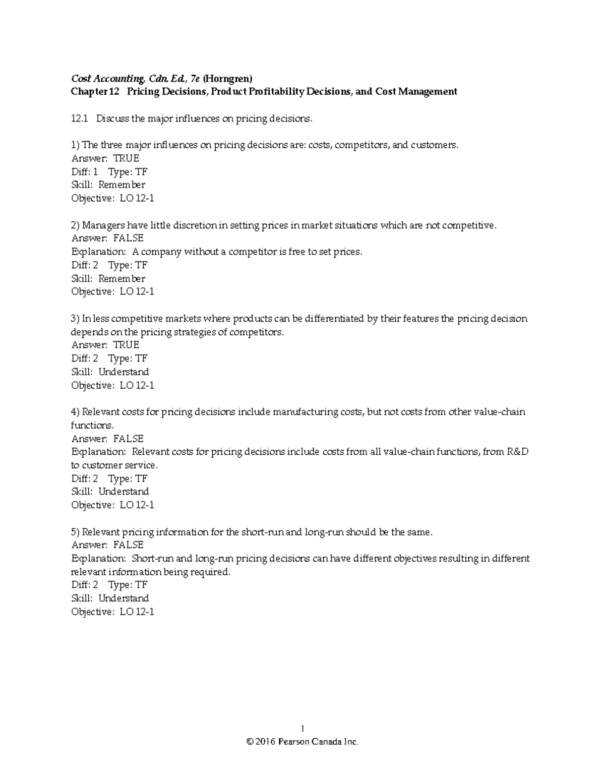 Horngren ch12 - 1 Cost Accounting, Cdn. Ed., 7e (Horngren) Chapter 12 ...