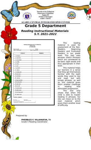 Reading Intervention Plan Grade 5 - ACTION PLAN ON READING INTERVENTION ...