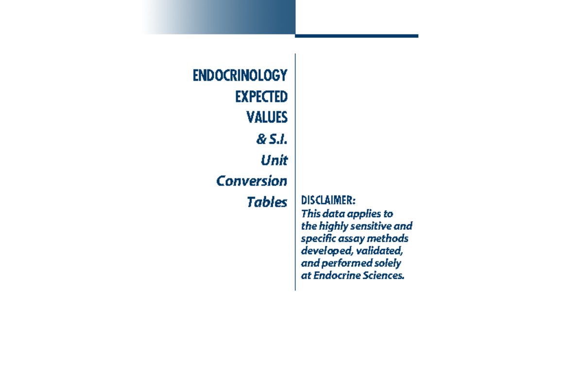 Valores de endocrinologiapdf - ENDOCRINOLOGY EXPECTED VALUES & S. Unit ...