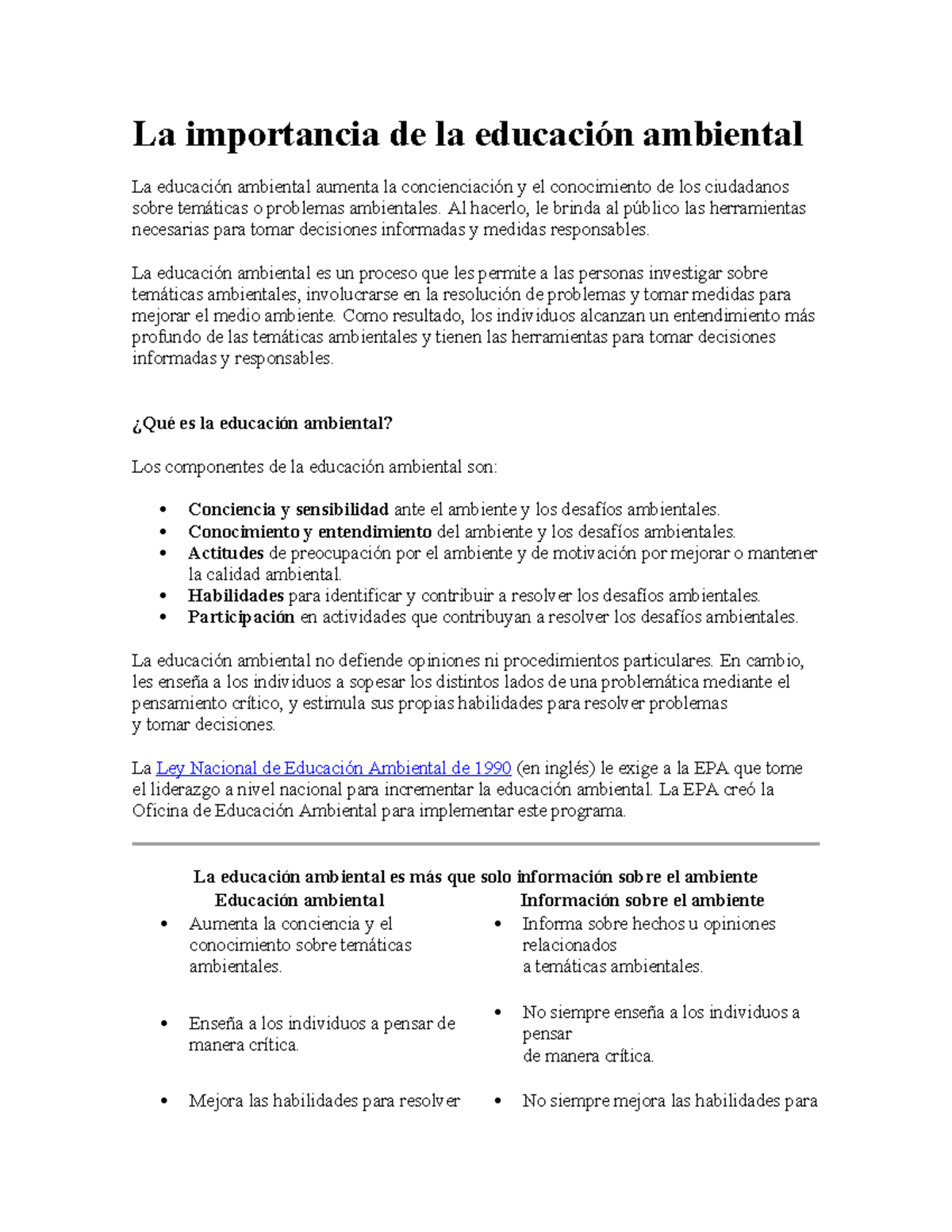 Importancia de la educacion ambiental - La importancia de la educación ambiental La educación ...