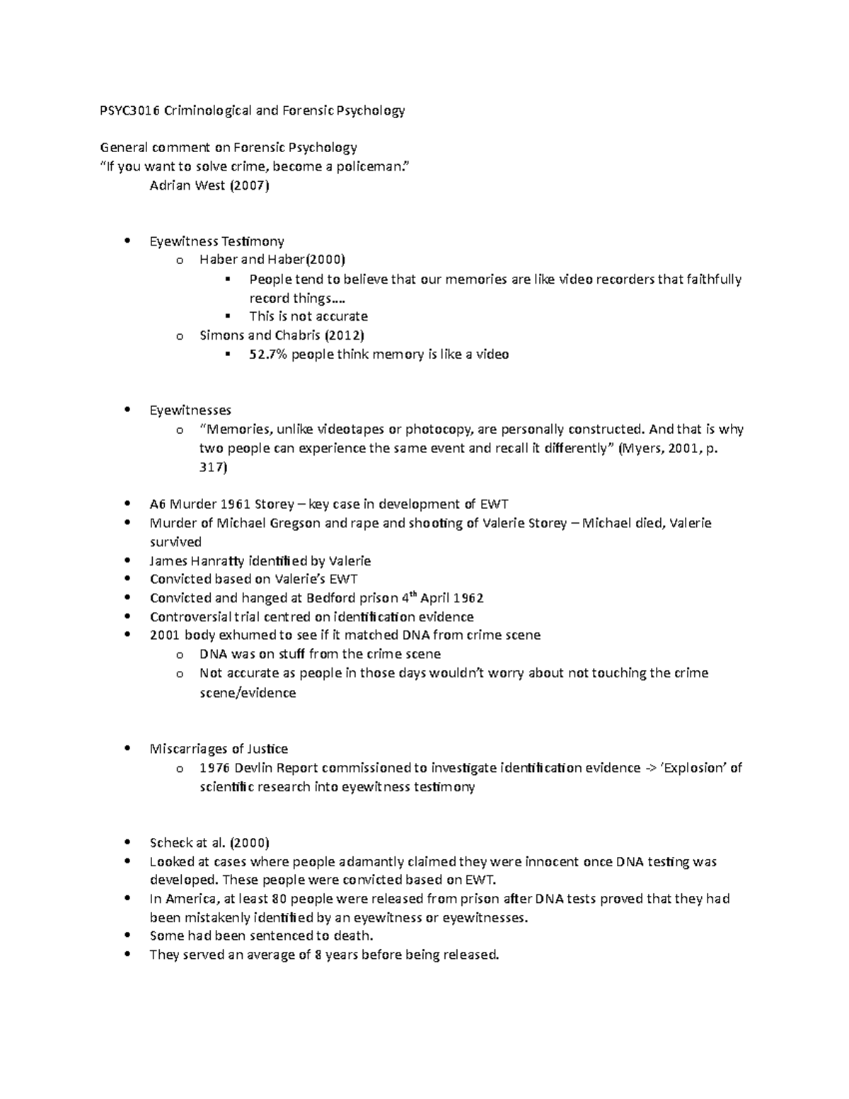 PSYC3016 Criminological and Forensic Psychology - ” Adrian West (2007 ...
