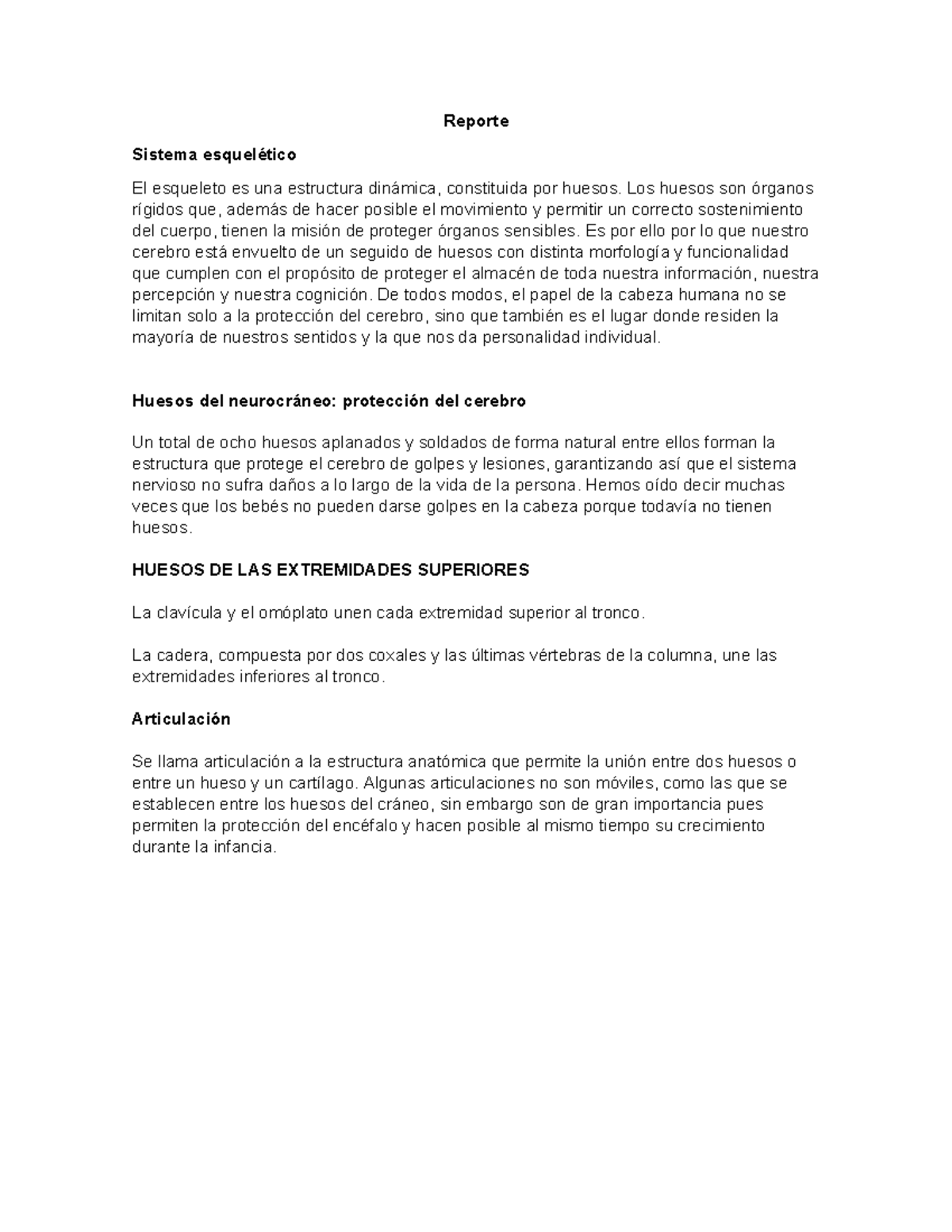 Sistema TEG. y ESQ. - Reporte Sistema esquelético El esqueleto es una ...