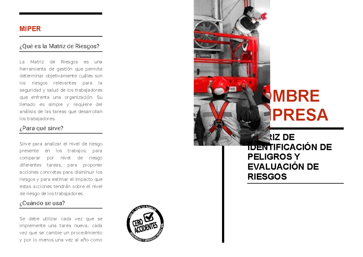 Triptico Miper Formato - MIPER ¿Qué es la Matriz de Riesgos? La Matriz ...