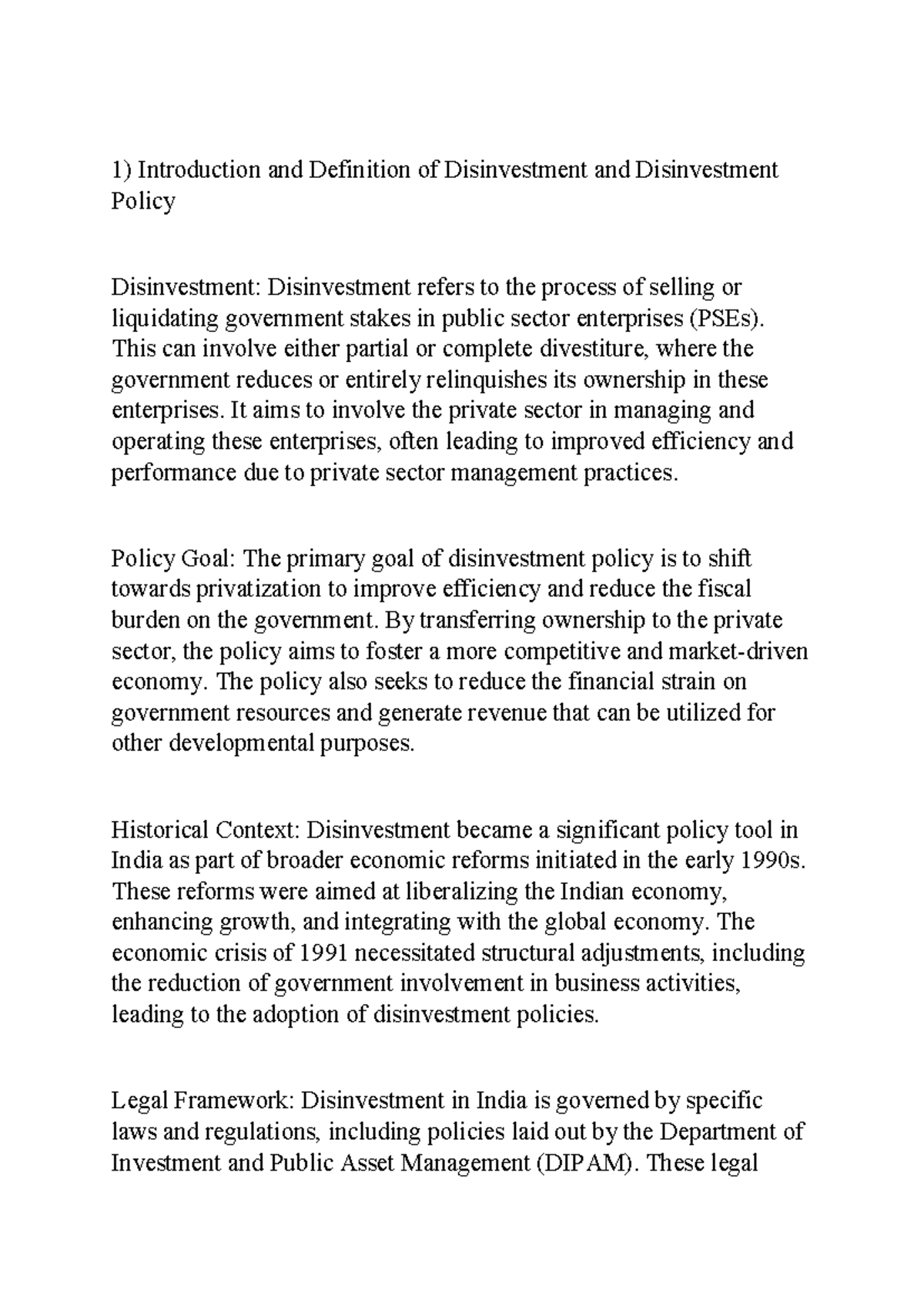 Eco - Introduction and Definition of Disinvestment and Disinvestment ...