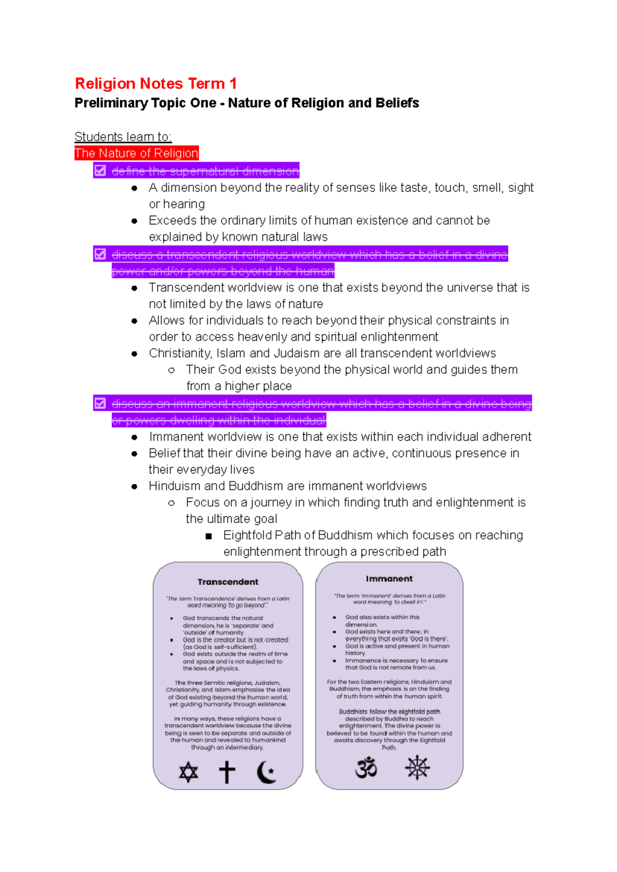 Religion Notes - core 1 - Religion Notes Term 1 Preliminary Topic One ...