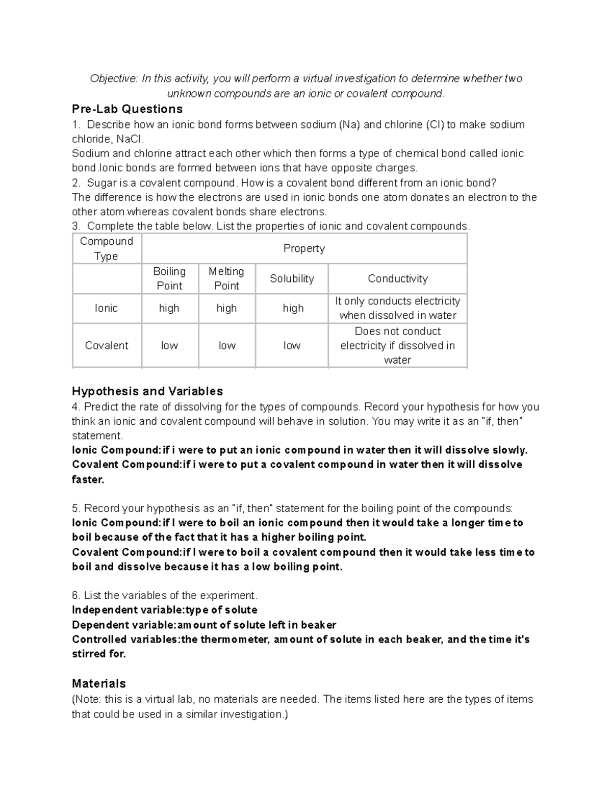 5.02 ionic and covalent bonds - Objective: In this activity, you will ...