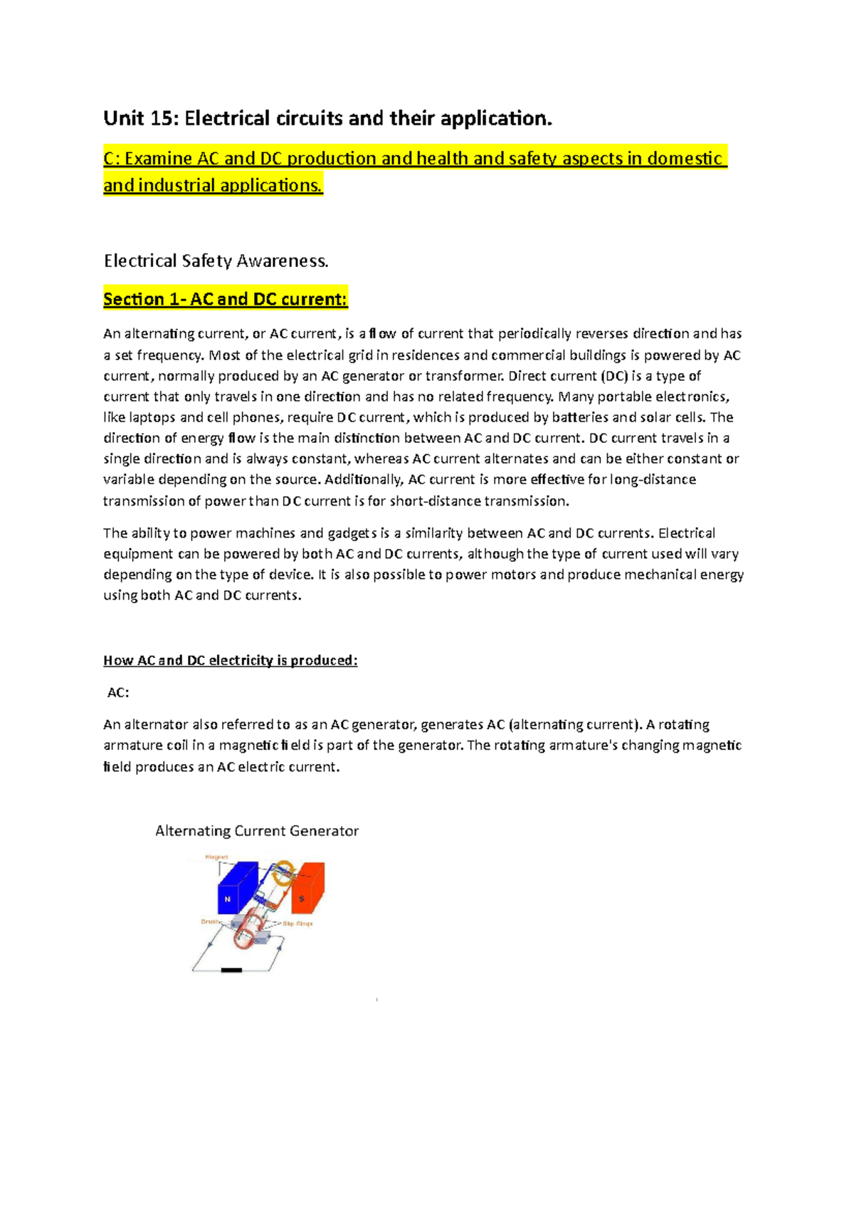 Unit 15 complete - electrical curvuits - Unit 15: Electrical circuits ...