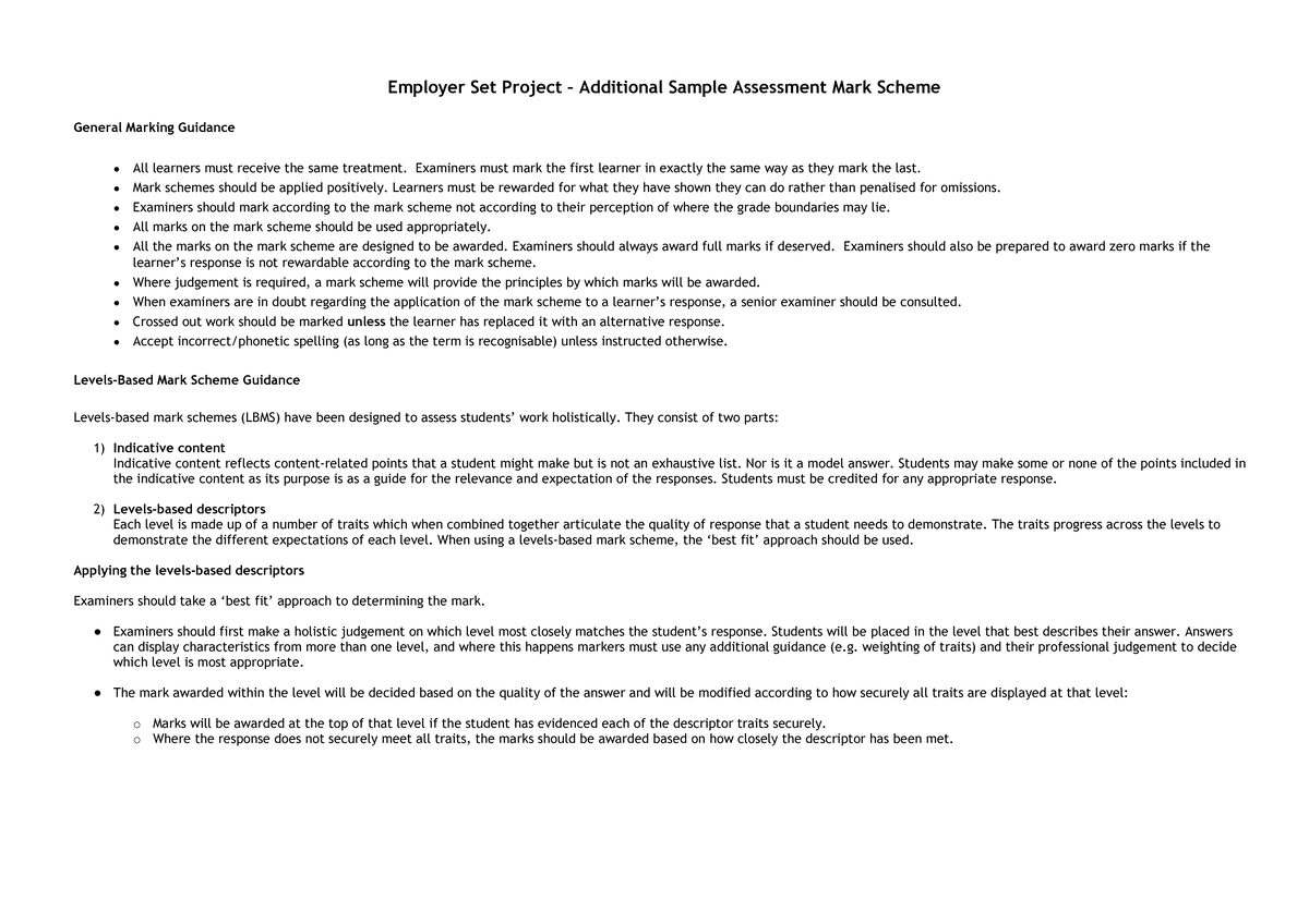 TL Digital - ESP Additional Sample Assessment Materials Mark Grid March ...