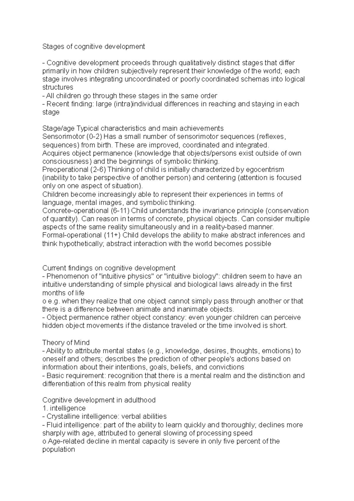 Stages of cognitive development - Stages of cognitive development ...