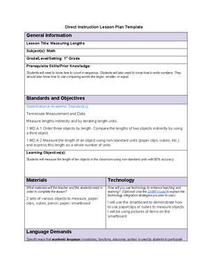 C109 Task 1 Lesson Plan - Student ID# 009224996 C109 Task 1 Direct Instruction Lesson Plan ...