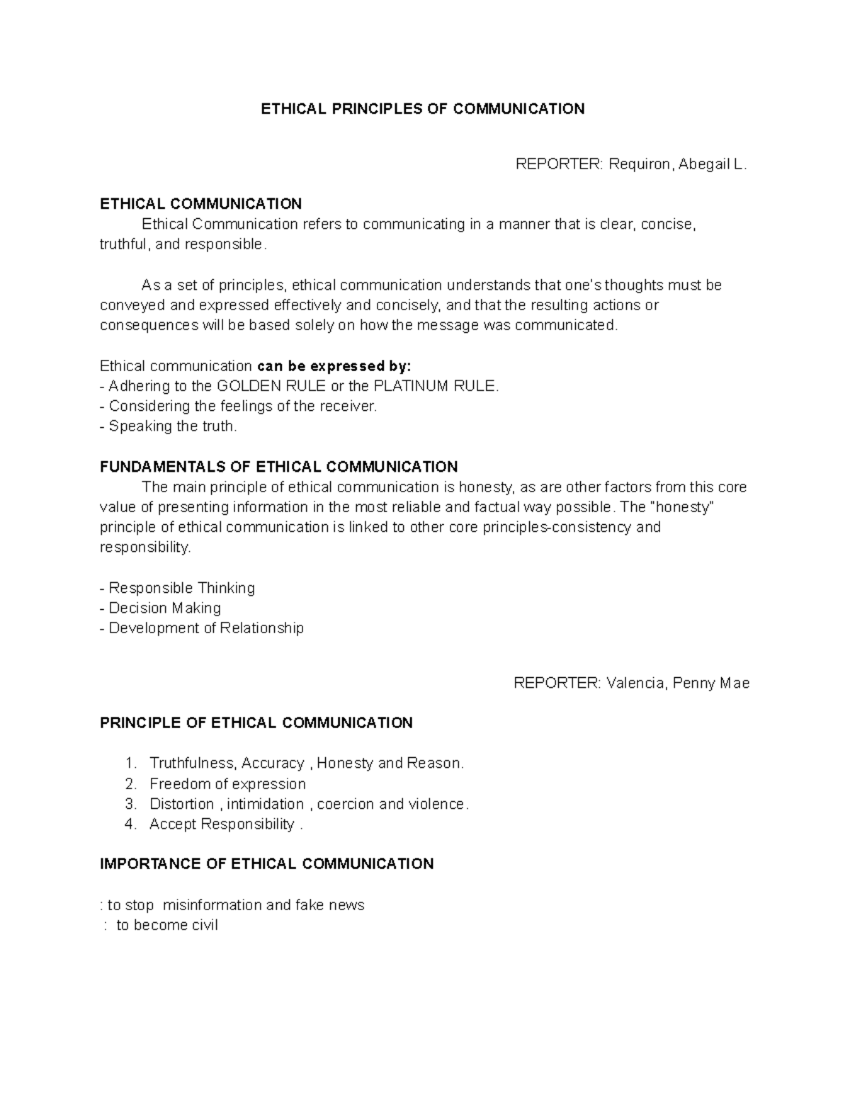 Group 3 - Ethical Principles of Communication & Local and Global ...
