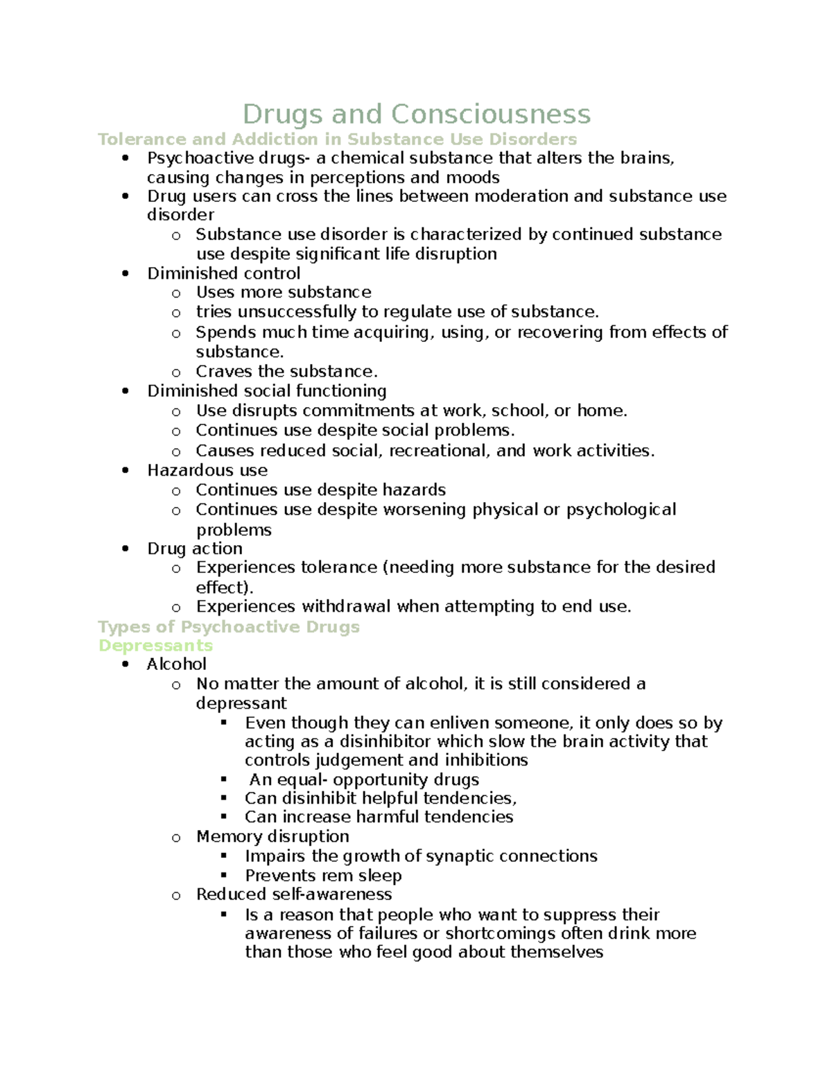 Drugs and Consciousness - Drugs and Consciousness Tolerance and ...