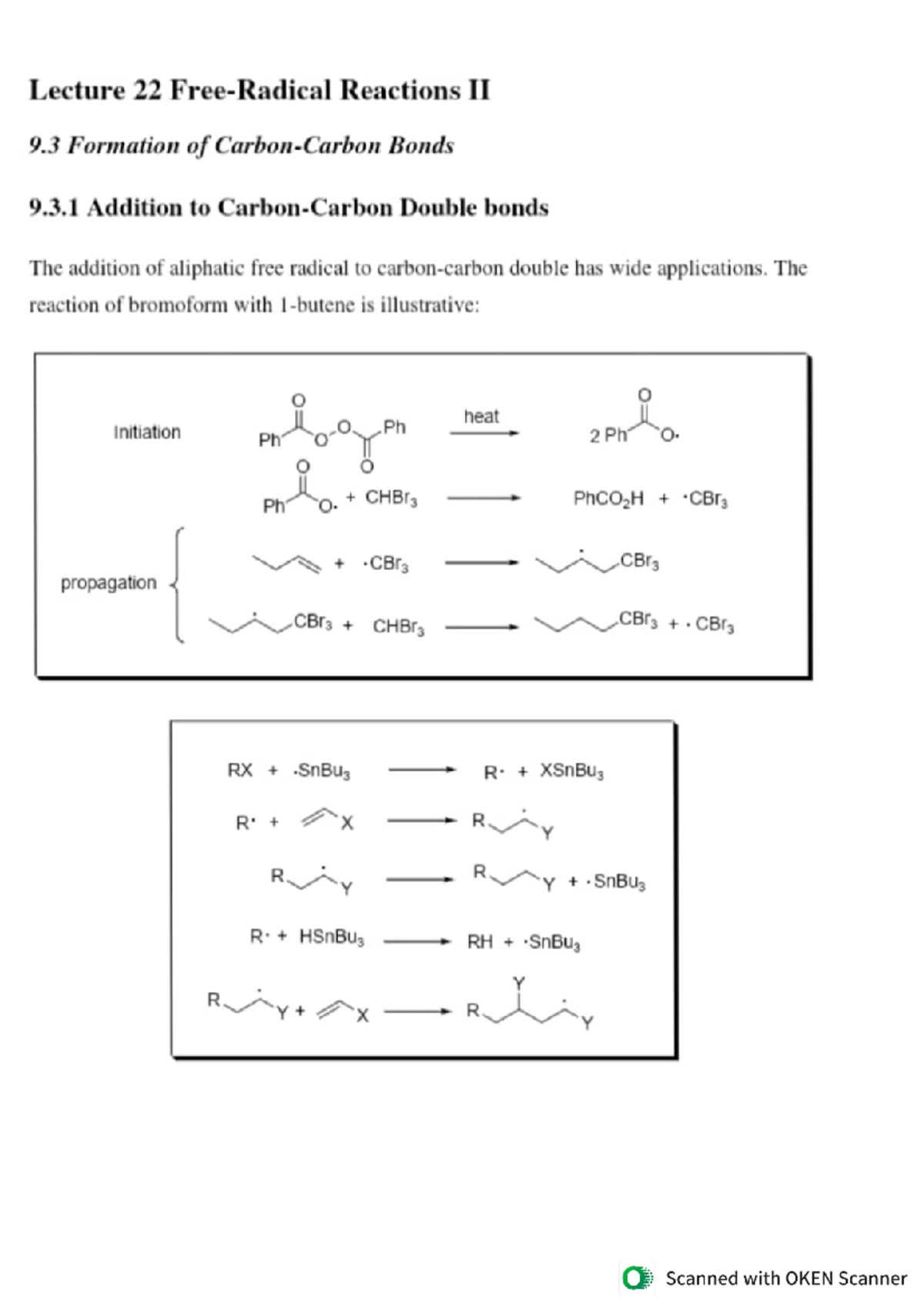 Chemistry - The Coupling of Alkynes, Acyloin Condensation, Barton ...