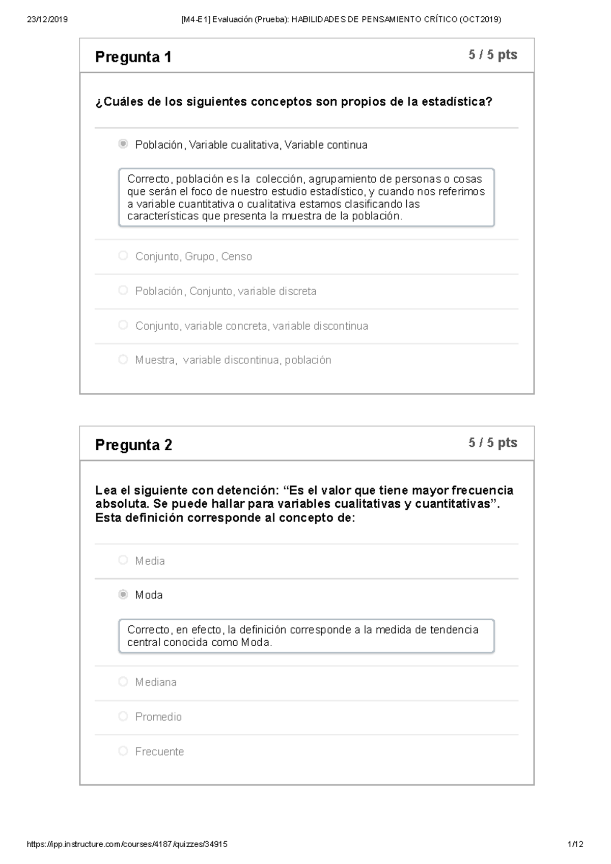 M4 E1 Evaluaci n J Becerra Habilidades DE Pensamiento CR TICO OCT2019 - Pregunta 1 5 / 5 pts ...