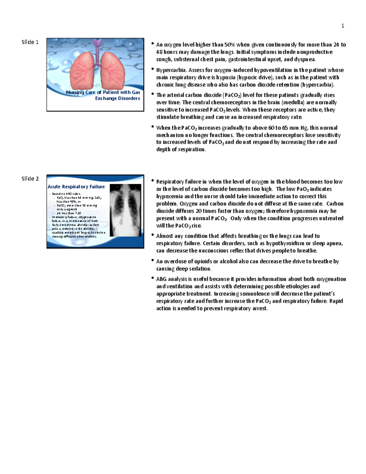 Gas Exchange Disorders - Slide 1 Nursing Care of Patient with Gas ...