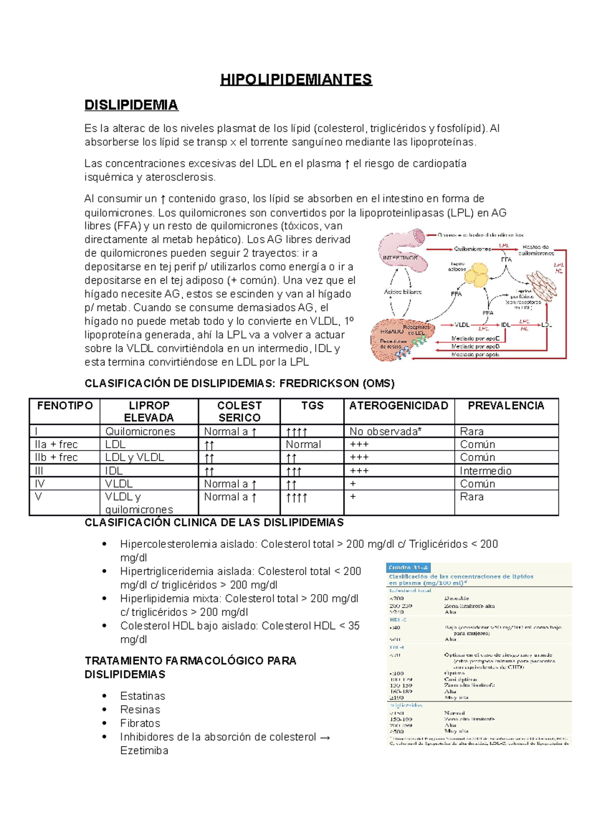 Hipolipidemiantes - DISLIPIDEMIA: CLASIFICACIÓN DE DISLIPIDEMIAS ...