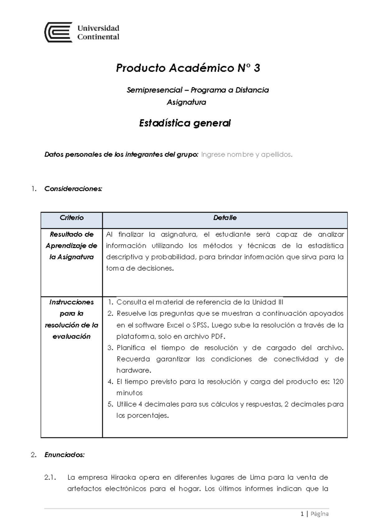 Producto Académico 3 2022 -20 - Producto Académico N° 3 Semipresencial – Programa a Distancia ...