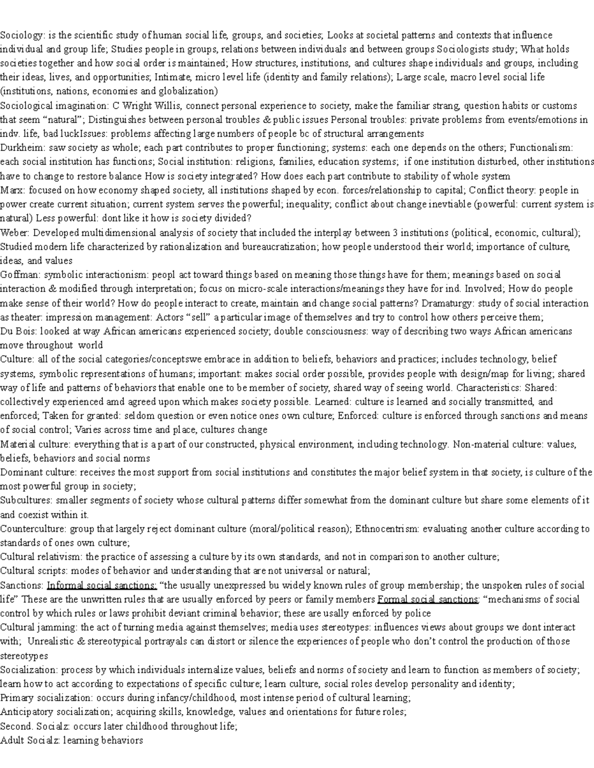 Soc study guide - Sociology: is the scientific study of human social ...