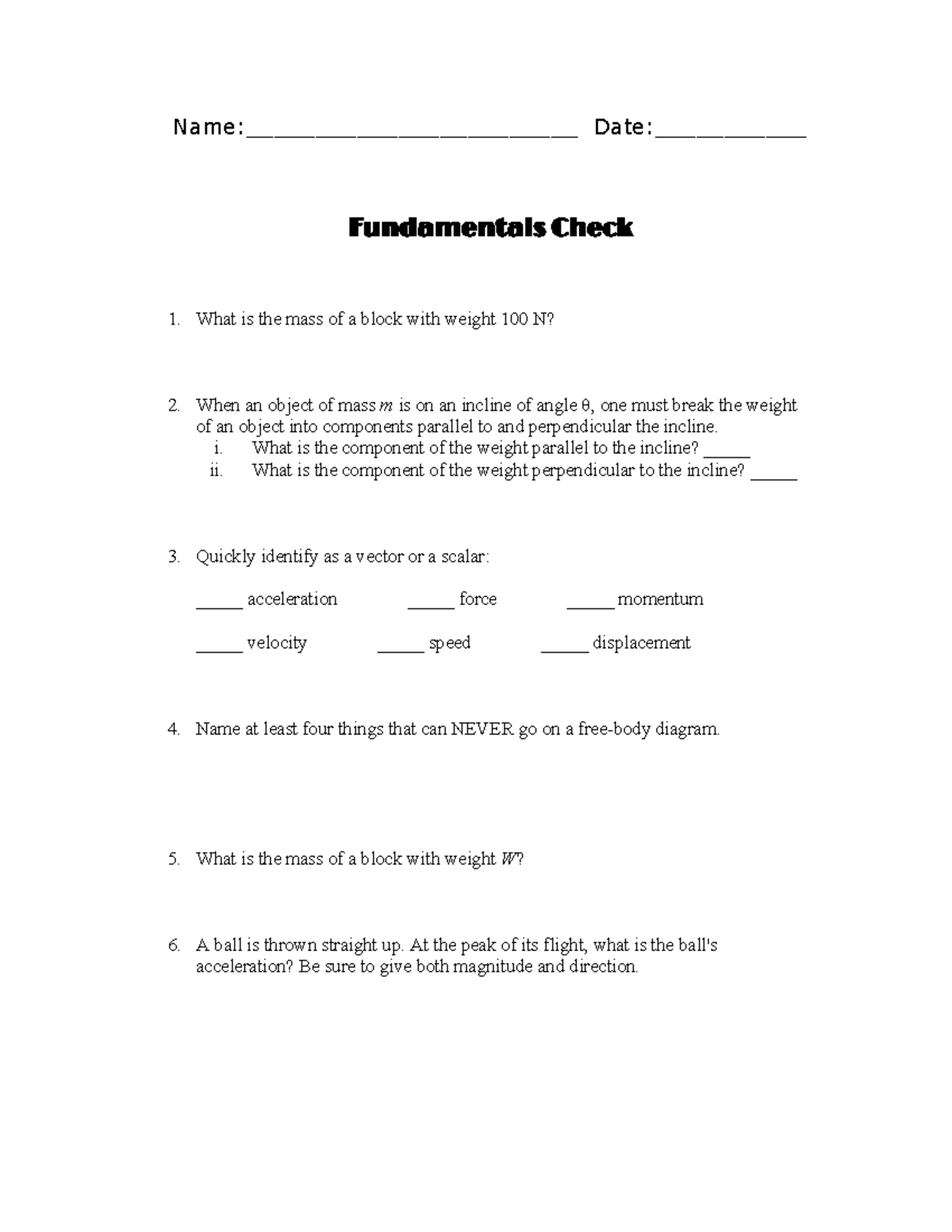 AP Fundamentals Check - practice for ap - Name ...