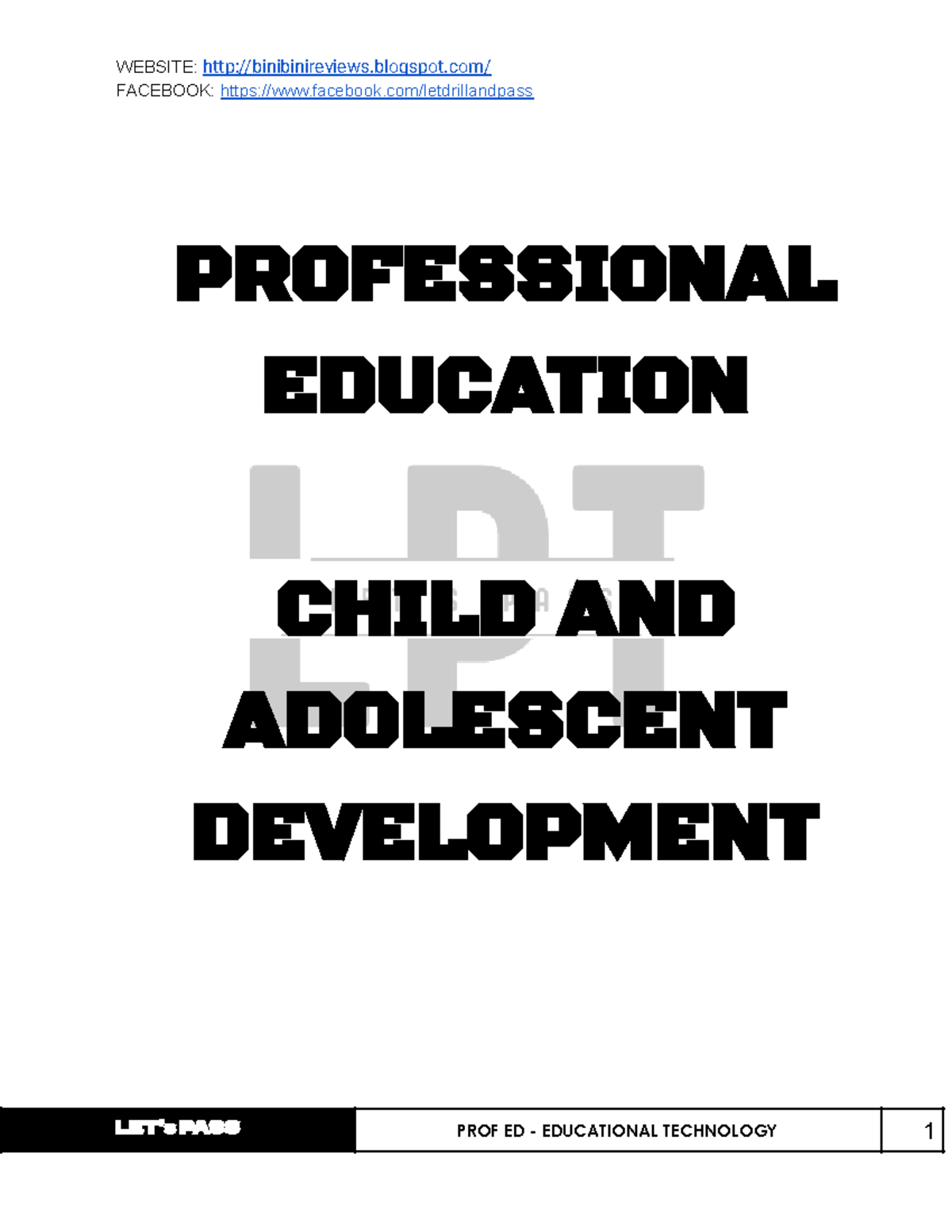 PROF ED Child Adolescent Develpment SET 6 - FACEBOOK:facebook ...