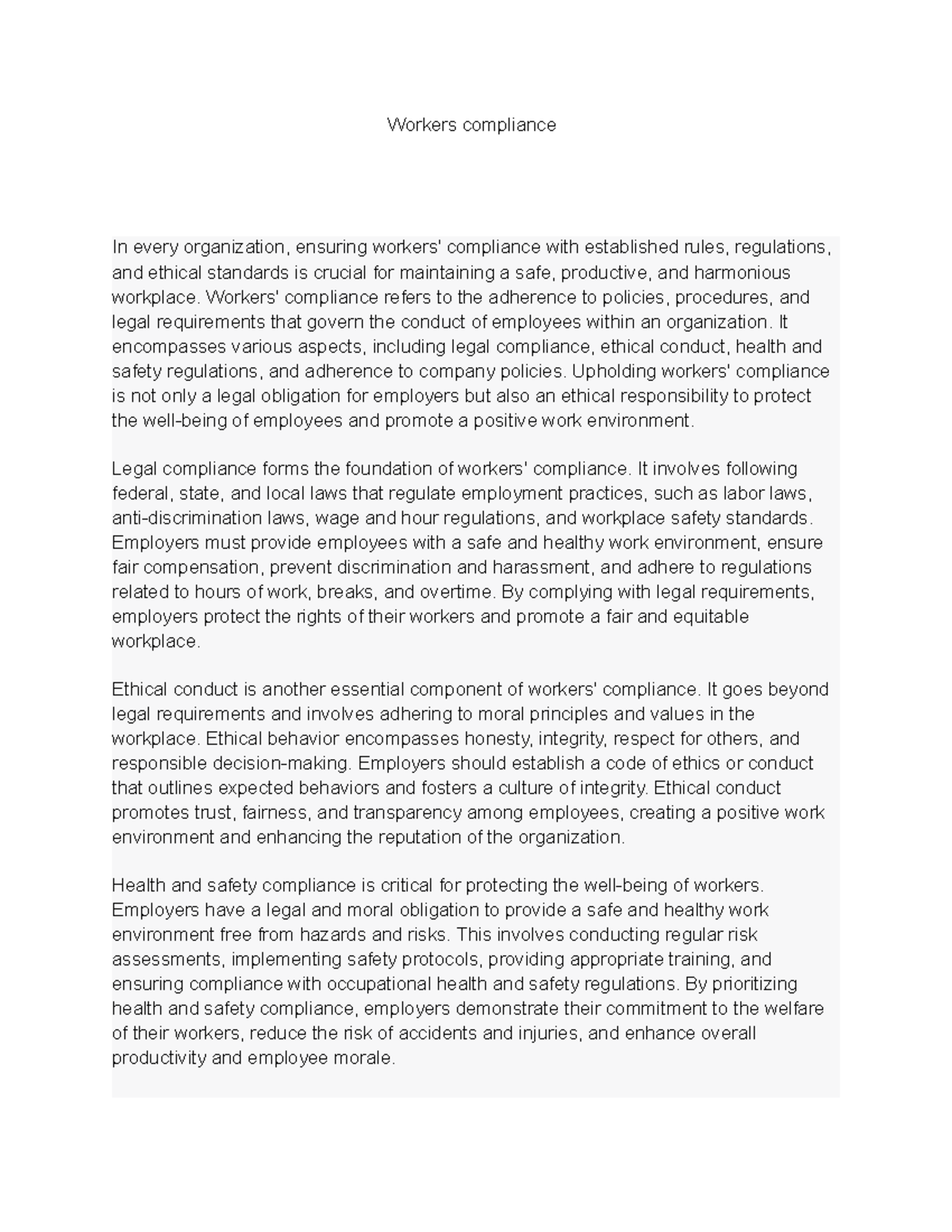 Workers comp - Workers compliance In every organization, ensuring ...