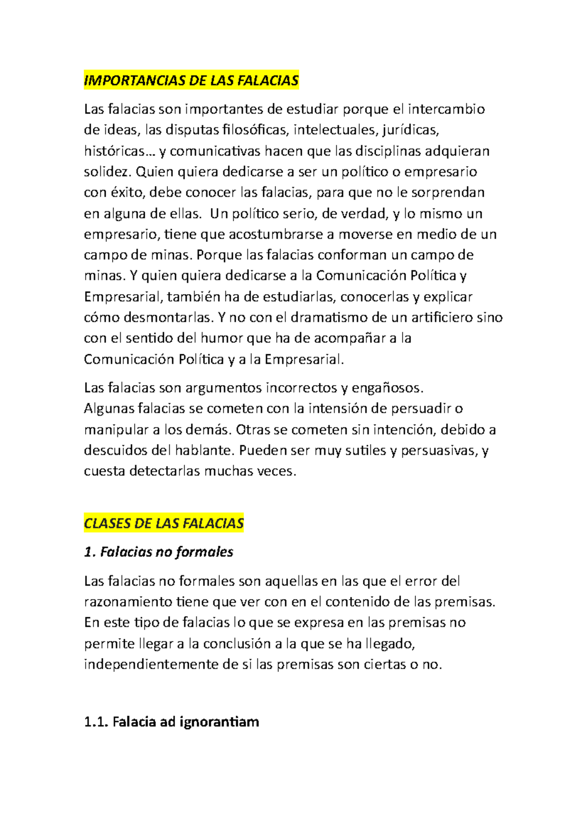 Falacias - hshah - IMPORTANCIAS DE LAS FALACIAS Las falacias son ...