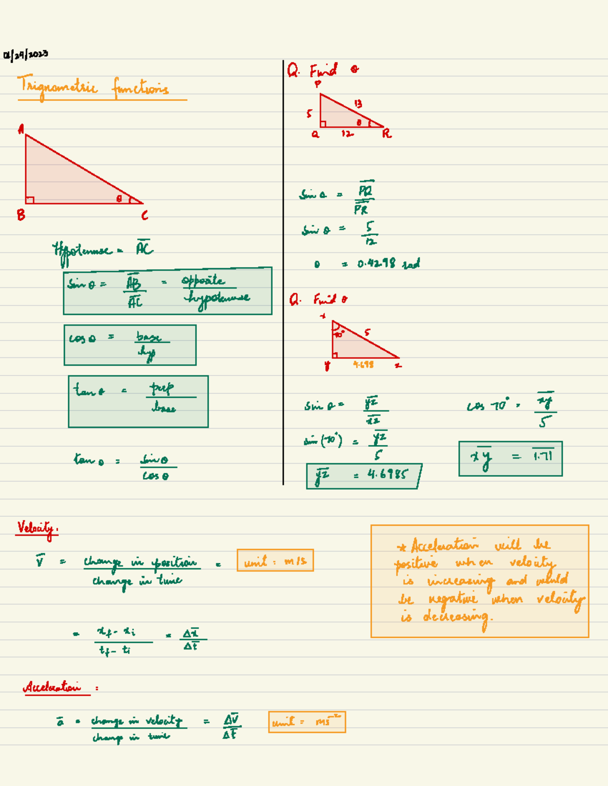 Trigonometric functions - 02/24/ 2 O Trignometric functions ↑ 13 5 o ...