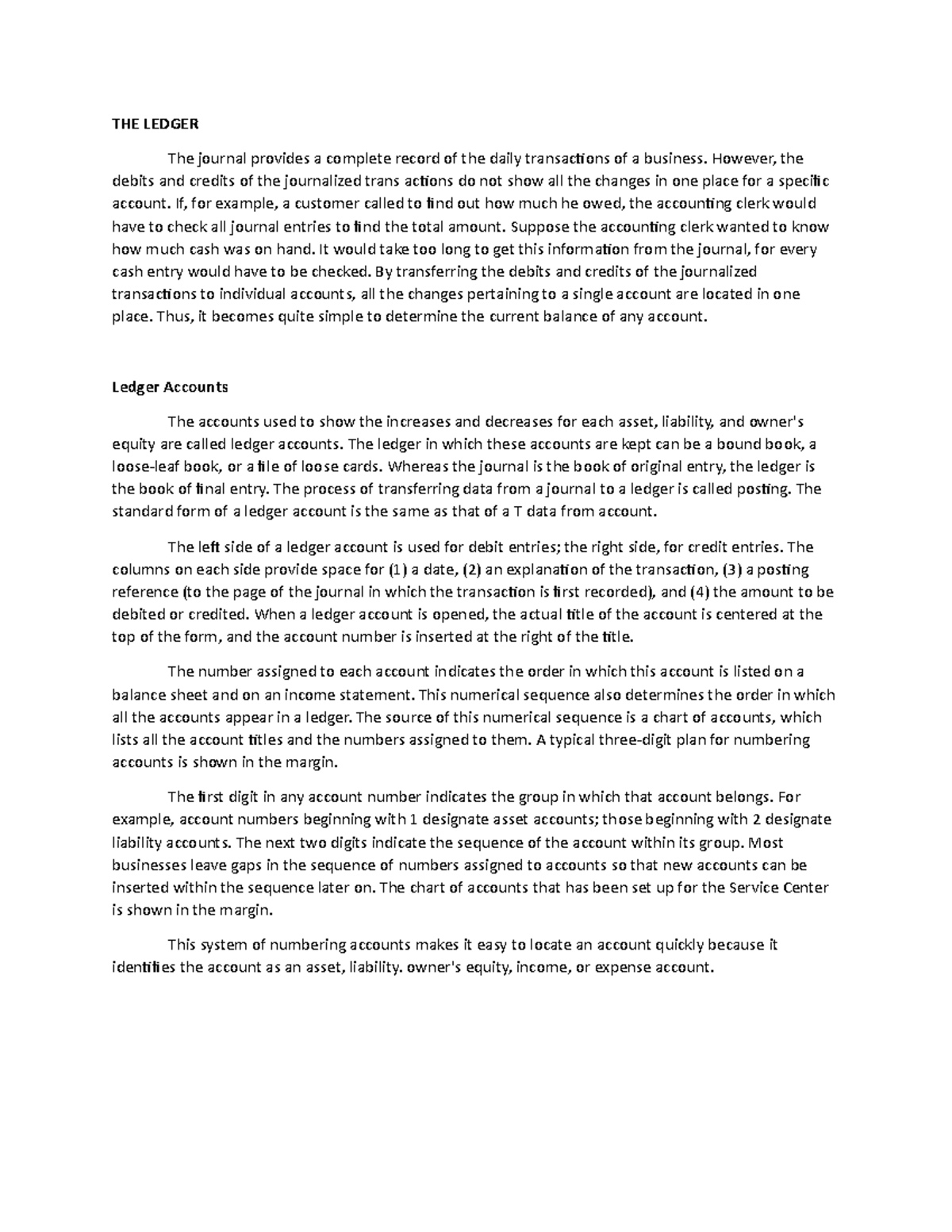 THE Ledger - THE LEDGER The journal provides a complete record of the ...